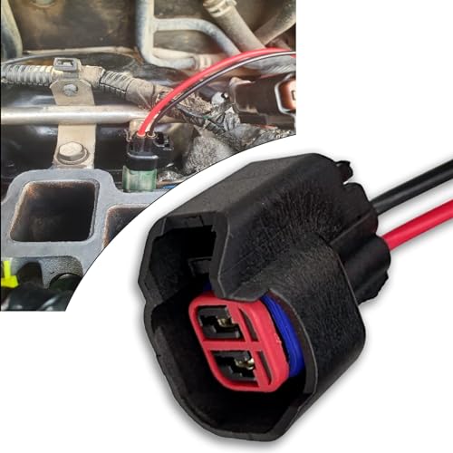 Crynod 1 PC EV6 EV14 Car Fuel Injector Connector with Cable, Durable Starter Pigtail Connector Harness Plug, Compatible EV6 EV1 EV14 The Model Of Automotive Accessories(Black)