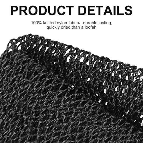 African Long Bathing Net Sponge Long Net Shower Body Scrubber Back Scrubber Skin Smoother Net Bathing Sponge for Daily Use or Stocking Stuffer (Black)