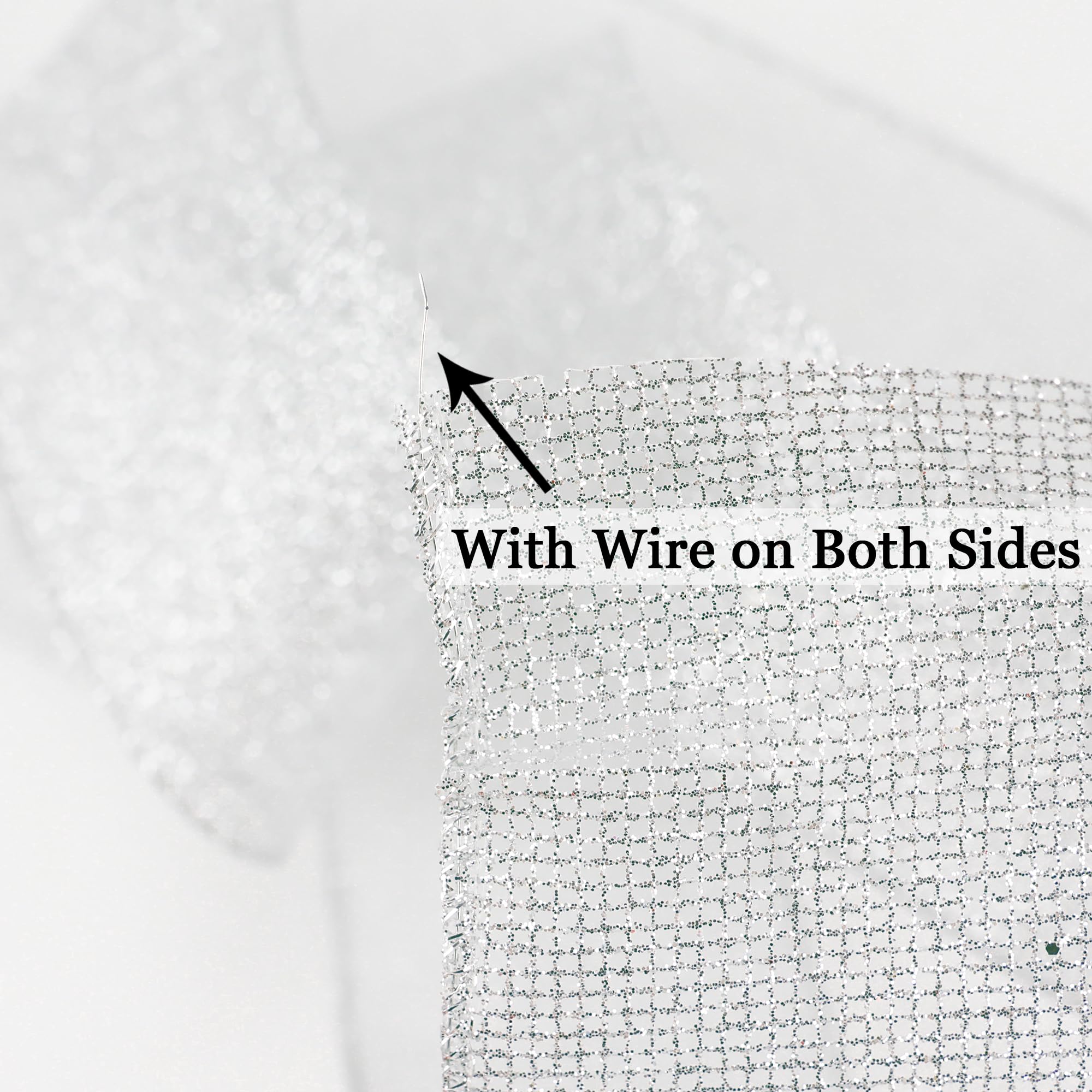 AIMUDI Silver Christmas Ribbon Wired 2.5 Inch Silver Wired Ribbon for Halloween Silver Glitter Mesh Wired Ribbon for Wreaths, Gift Wrapping, Thanksgiving, Holiday Crafts, Topper Bow - 25 Yards