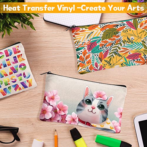 10 Pack Blank DIY Craft Bag Canvas Pen Pencil Case- Cotton Canvas for School Supplies Invoice Bill Bag Makeup Bag Cosmetic Bag Multipurpose Travel Toiletry Pouch with Black Zipper 7.9 x 4.7 inches