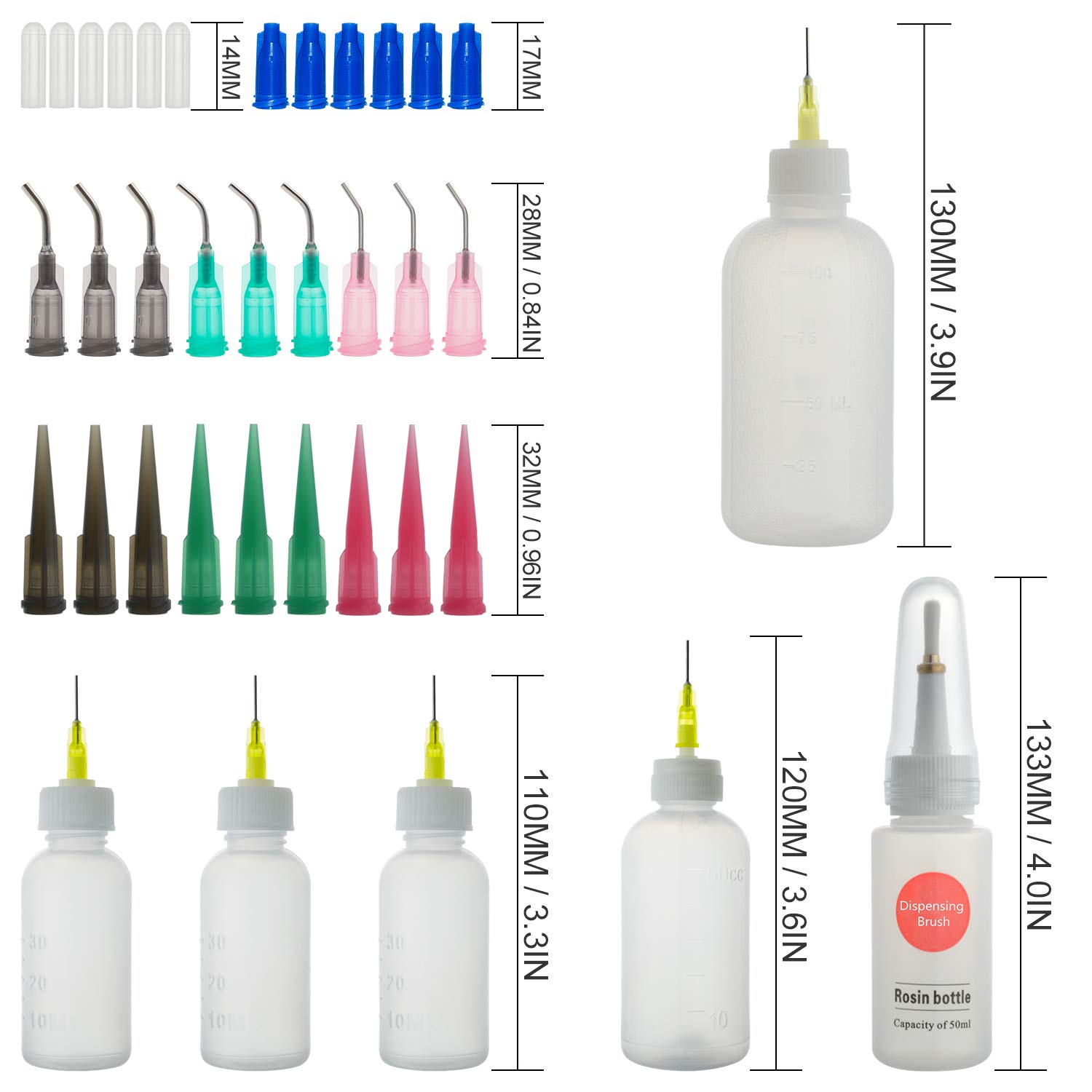 FJNATINH Precision Tip Applicator Bottle, Mini Glue Squeeze Bottle with Brush Tip for Oil, Wood Glue, Craft Glue, Paint, Crafting Fine Dispenser