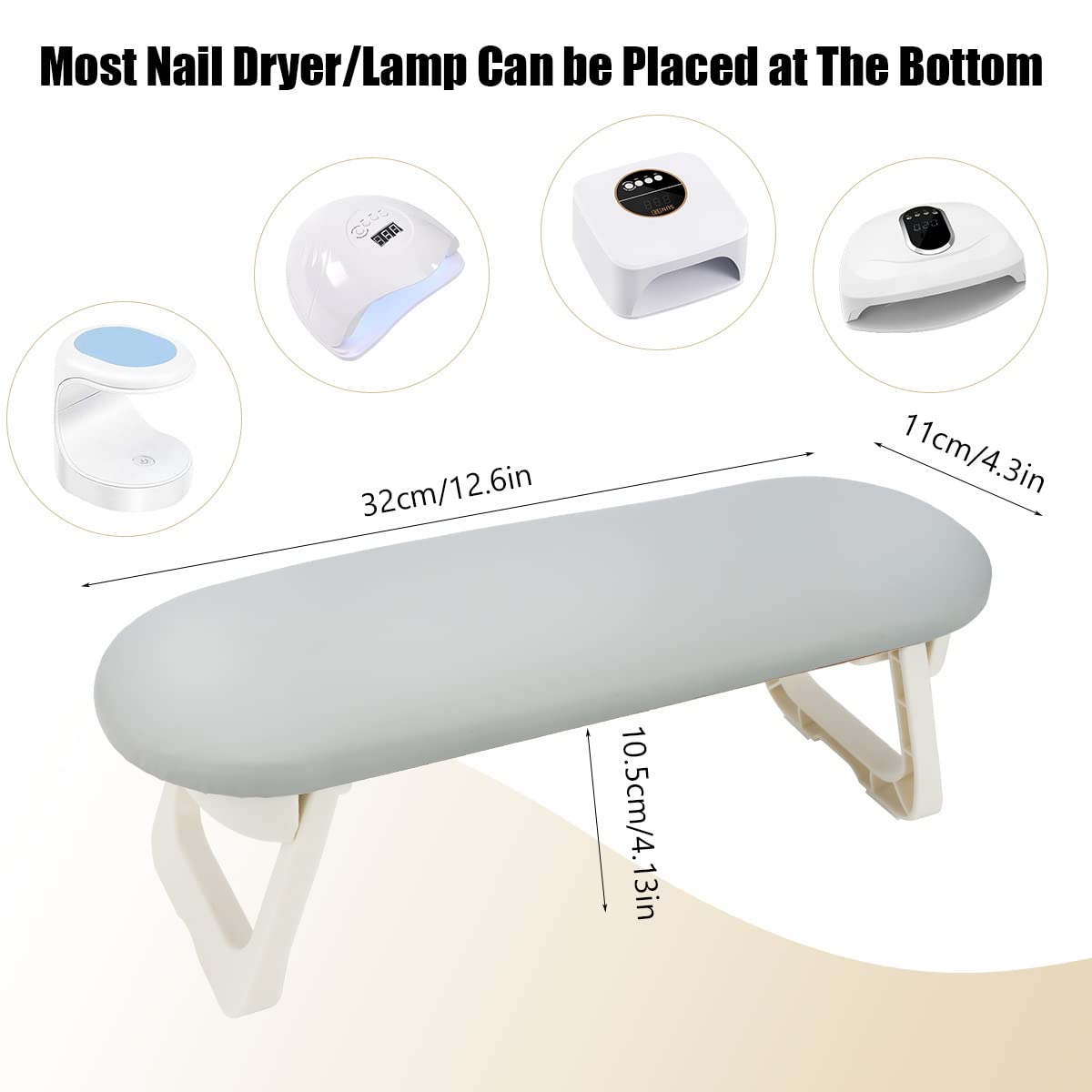 KKUYT Nail Arm Rest, Bigger Arm Rest for Nails, Microfiber Leather Nail Hand Rest Stand with Mat, Foldable Professional Manicure Nail Hand Pillow Cushion for Salon and Home Nail Art Use