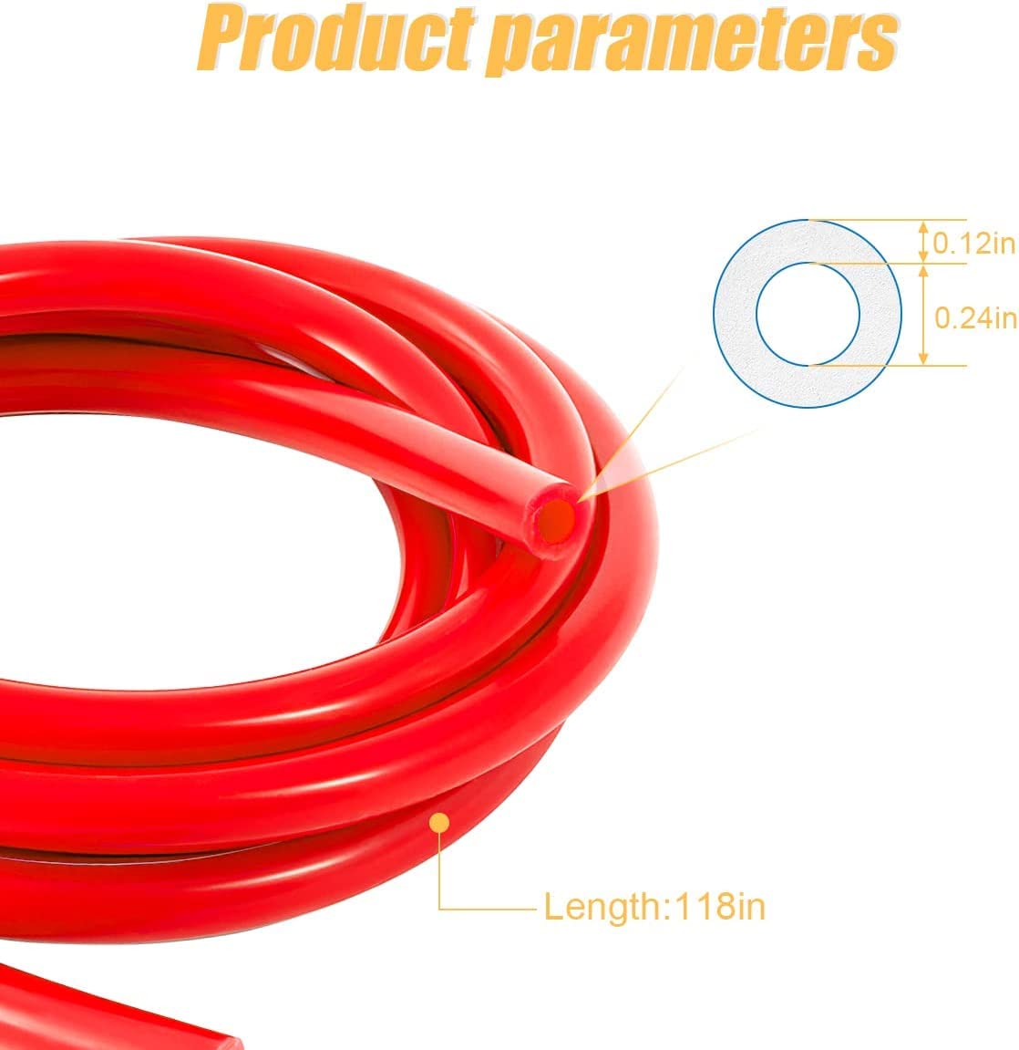 XINLIYA Silicone Vacuum Tubing Hose Line, 10 Ft 1/4" (6mm) Inner Diameter Hose, High Tempterature 130PSI Max Pressure for Multiple Use, Auto Replacement Vacuum Hose Line for Vehicle Radiator (Red)