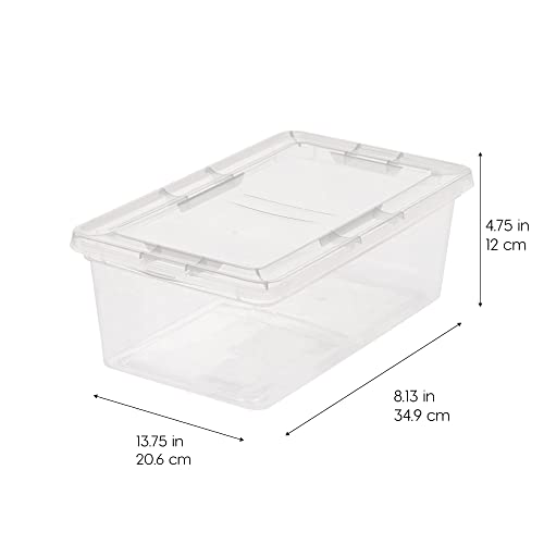 IRIS USA 6.7 Qt. Plastic Storage Container Bin with Latching Lid, Stackable Nestable Shoe Box Tote Shoebox Closet Organization School Art Supplies - Clear, 18 Pack