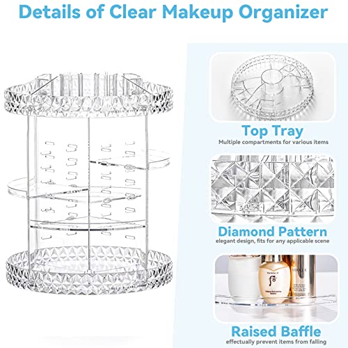 Kingtaily Rotating Makeup Organizer Spinning Makeup Organizer for Vanity, 360 Rotation with 6 Adjustable Layers, Large Capacity Vanity Organizer Skin-care Organizers Clear Perfume Organizer