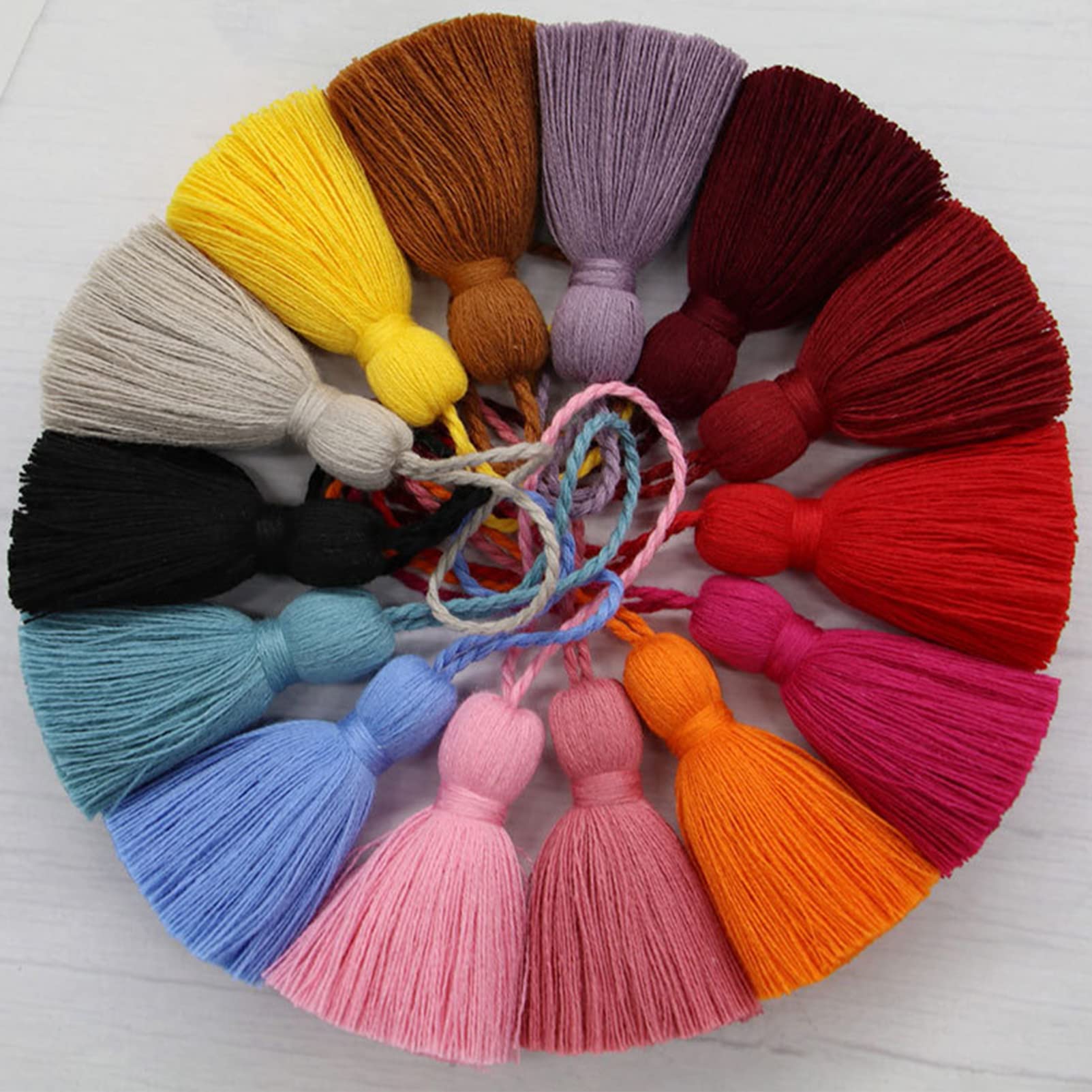 amokk Chunky Bookmark Tassels with Hanging Loop Small Tassels for Jewelry Making Hand Craft 4.3-inch 20 Pcs (Dark Pink)