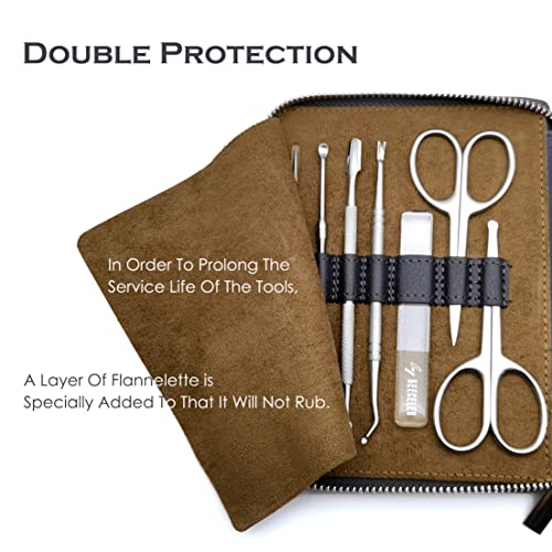 Geeceler Manicure Pedicure Grooming Kit 12 Pcs, Professional Nail Clippers Set with Case, Gift for Men/Dad/Women(Black)