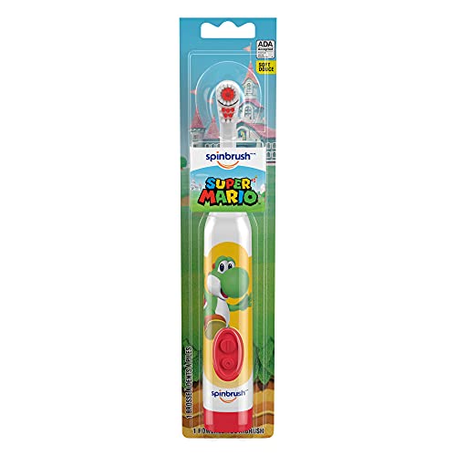 Super Mario Kid’s Spinbrush Electric Battery Toothbrush, Soft, 1 ct, Character May Vary