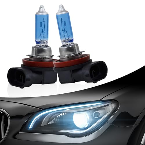 ZBGUN 2 PCS H11 Car Halogen Bulb, 12V 100W Quartz Glass Fog Light Set, Universal High Low Spotlight Replacement Accessories, Compatible with Most Cars, Motorcycles (White)