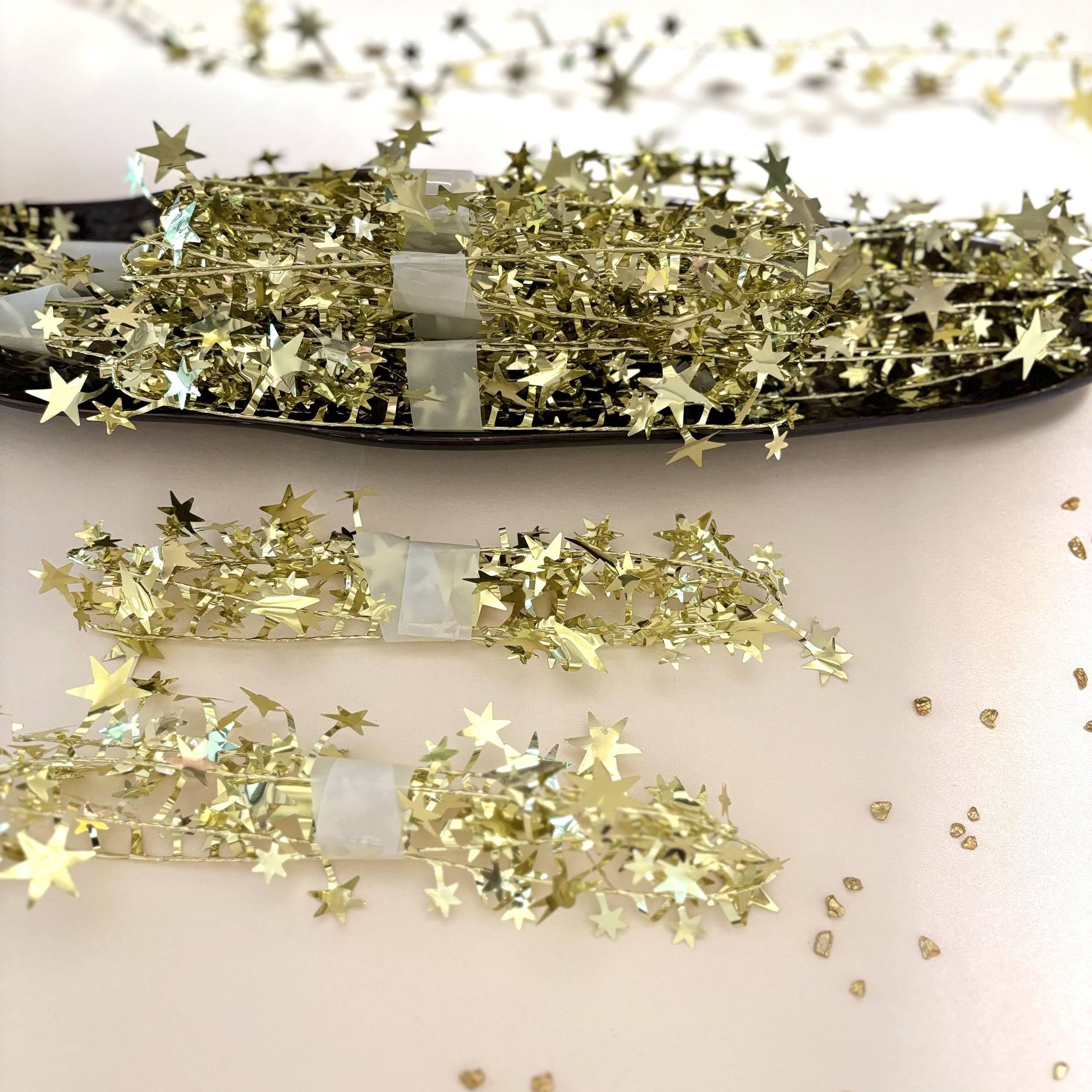 TeaSu Star Strings for Gold Floating Candle Centerpieces for Table Wedding Christmas, 12 Pcs 38 Inch Submersible Vase Filler for Water Centerpiece - Gold