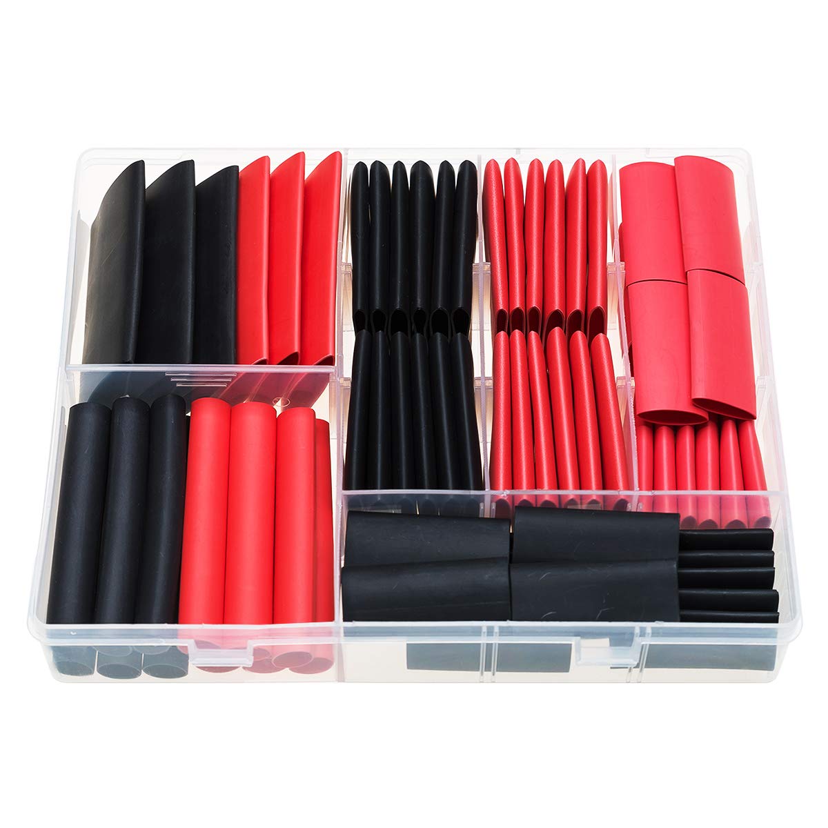 RockDIG 74PCS 1 3/4 1/2 3/8 Inch 3:1 Heat Shrink Tubing Assortment Kit Double-Wall Adhesive Lined Marine Grade Industrial Heat-Shrink Wrap Wire Tubing Black Red
