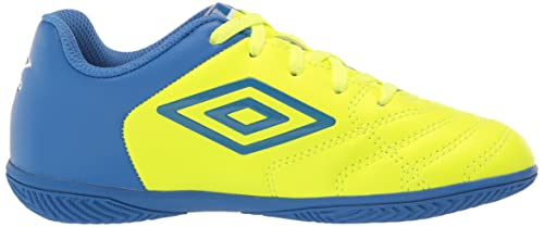 Umbro Boy's Classico XI IC Jr. Soccer Indoor Shoe, Yellow/Blue/White, 11 Little Kid