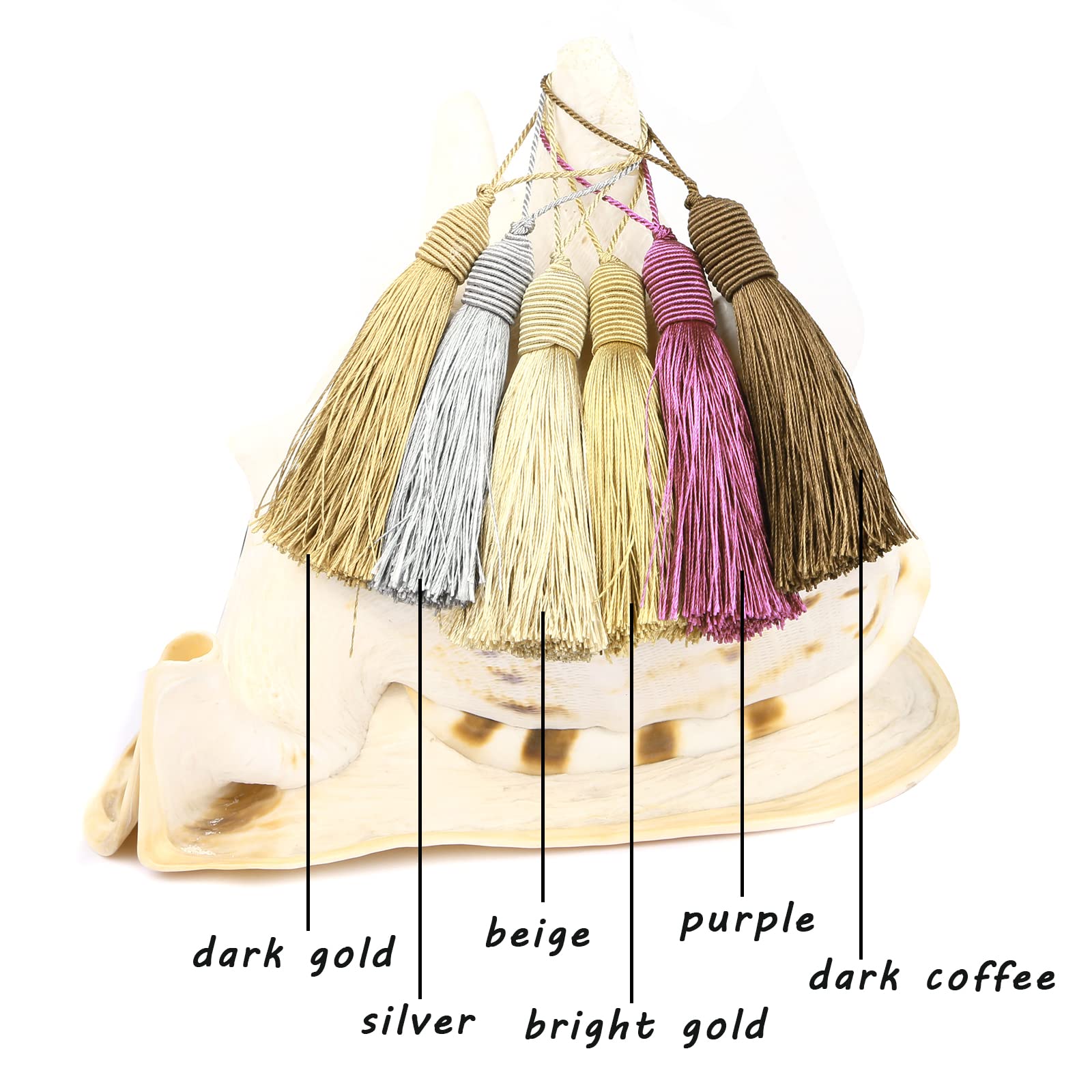 Fenghuangwu 30 Pieces Handmade Sewing Tassels for Crafts 5.7inch Silky Soft Tassels with 2.6inch Cord Loop for DIY Craft Accessory Decoration (Dark Coffee, 12 Pack)