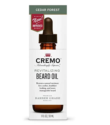 Cremo Beard Oil, Revitalizing Cedar Forest, 1 fl oz - Restore Natural Moisture and Soften Your Beard To Help Relieve Beard Itch