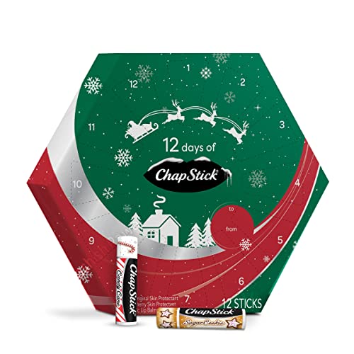 12 Days of ChapStick Holiday Advent Calendar Lip Balm Gift Set, Lip Care - Pack of 12