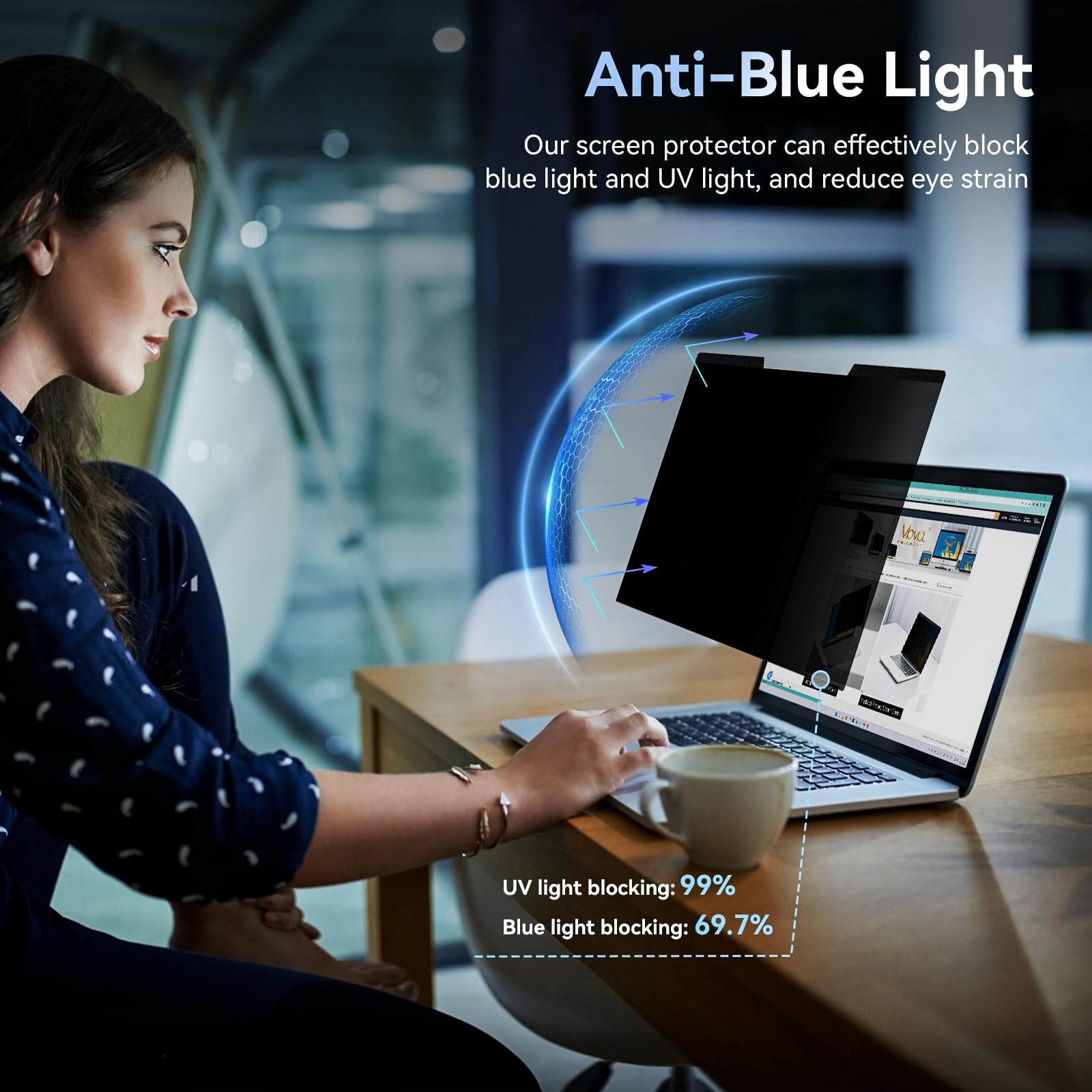 Mamol Magnetic Laptop Privacy Screen 15.6 inch ,16:9 Aspect Removable Anti Glare Protector Blue Light Privacy Screen Filter,Filter Shield Compatible with HP/Dell/Acer/Asus/Samsung/Lenovo/Thinkpad Envy