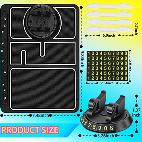 CKLJTL 4-in-1 Car Non-Slip Phone Pad - Universal 360Rotation Dash Holder - Multifunctional Car Dashboard Organizer Tray - Anti Slip Mat - Sticky Pad - Gift - White