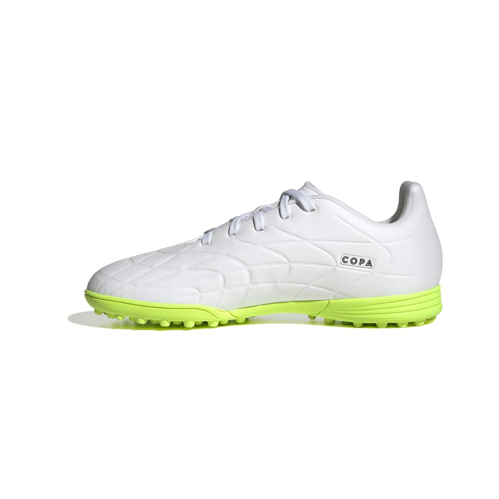 adidas Copa Pure.3 Turf Sneaker, White/Core Black/Lucid Lemon, 13 US Unisex Little Kid