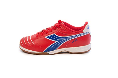 Diadora Kids' Cattura ID JR Indoor Soccer Shoes (6 Big Kid, Red/Royal Blue)