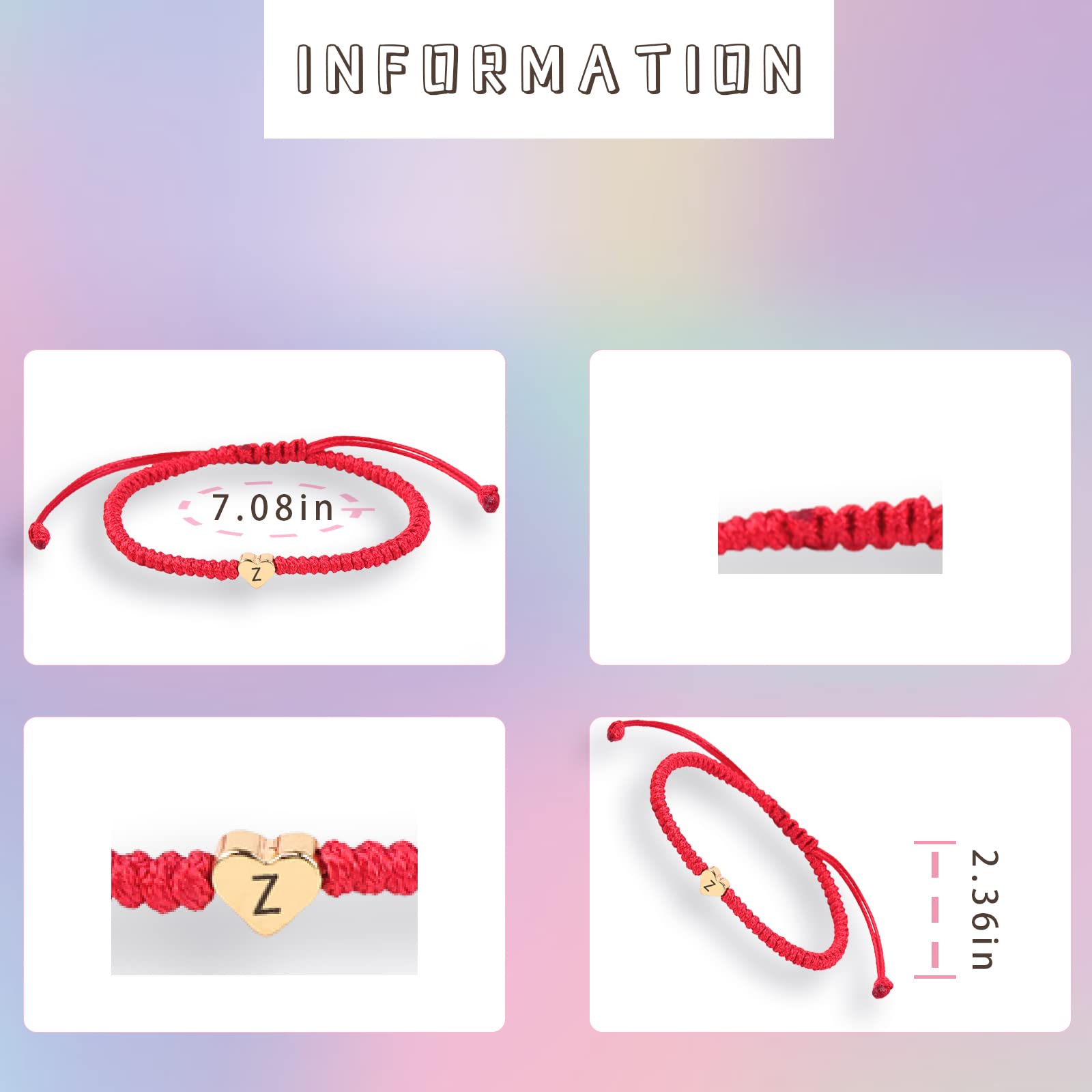 Initial Bracelet Gold Heart Love Charm Initial Bracelet Red Initial C Letter Bracelets Handmade Adjustable Rope Bracelets for Girls Boy Mom Birthday Gifts (C)