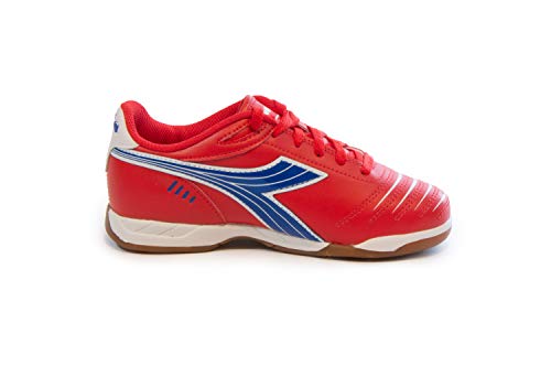Diadora Kids' Cattura ID JR Indoor Soccer Shoes (6 Big Kid, Red/Royal Blue)