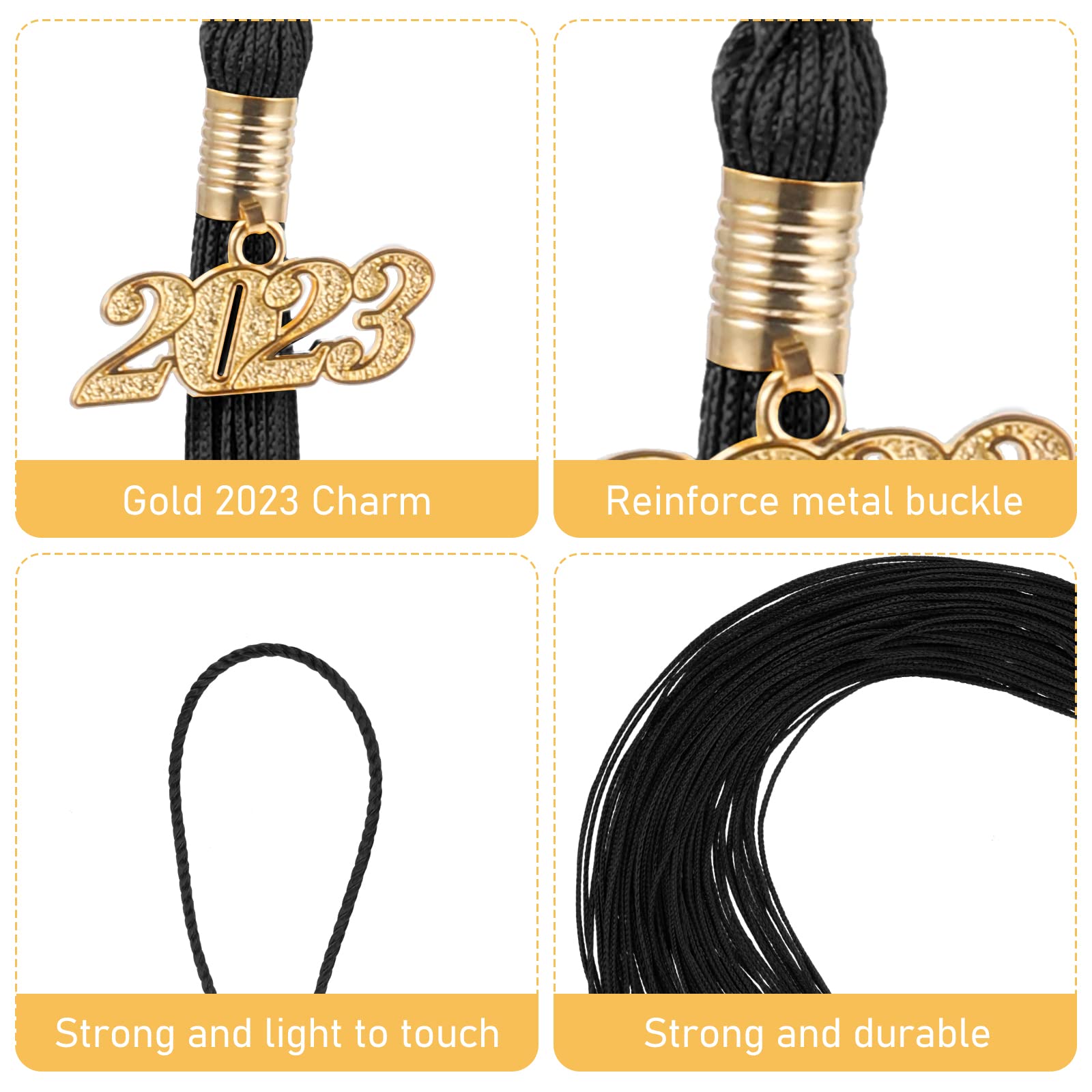 2023 Tassel Graduation-2Pcs Graduation Tassel Charms for Graduation Cap, Graduation Tassel 2023 for Graduate Hats, Academic Graduation Cap Tassel Charms (Black)