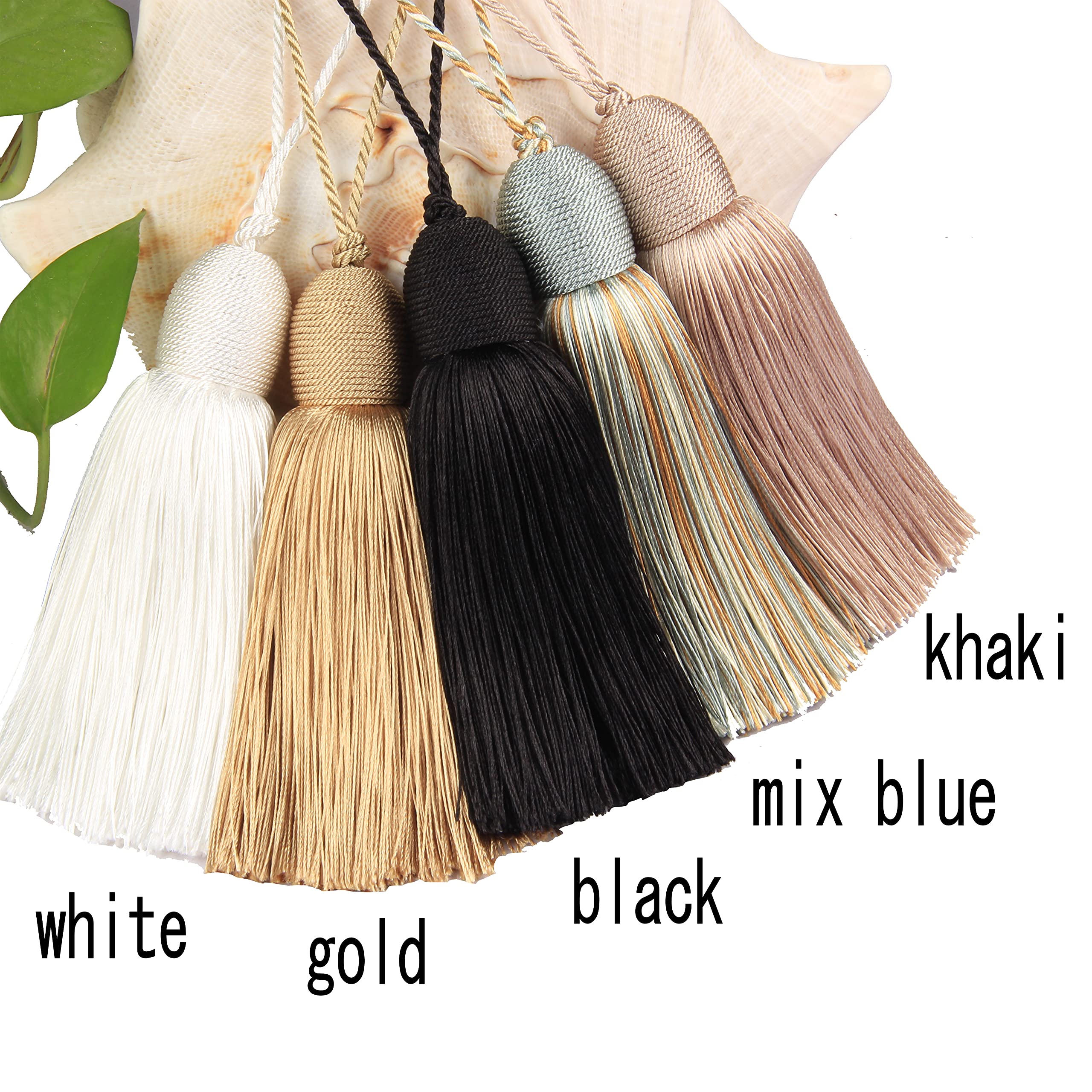 Fenghuangwu 2pcs Tassel Charms Polyester Key Tassels with Loop,DIY Handmade Craft Accessories of Home and Furniture Decoration (Mix Blue)