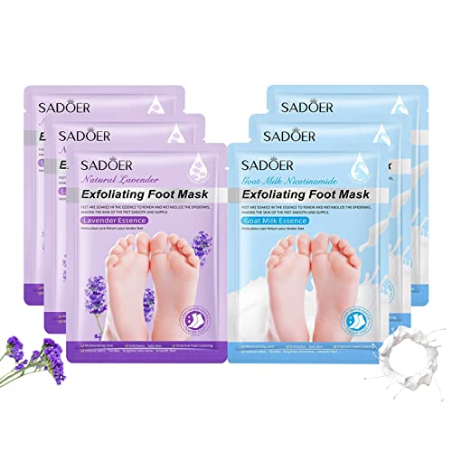 Permotary Foot Peel Mask - 6 Pack - Original Exfoliant Foot Peel - Feet Callus Remover & Dead Skin Remover, Moisturizing Feet, Baby Your Feet Naturally (Lavender&Milk)