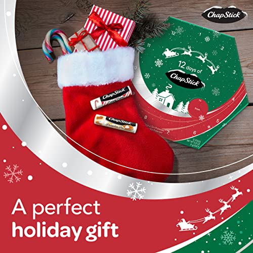 12 Days of ChapStick Holiday Advent Calendar Lip Balm Gift Set, Lip Care - Pack of 12