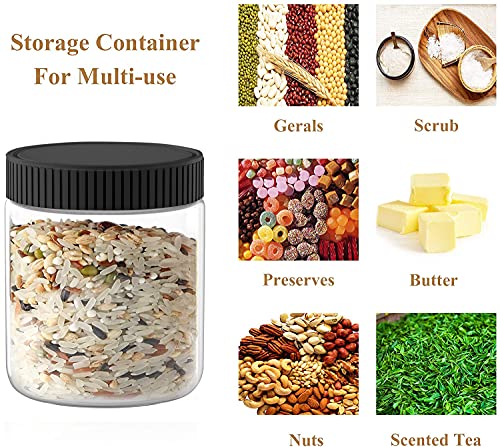 MANSHU 6 Pack 8 Oz Clear Empty Slime Storage Containers, Slime Jars with Lids for little arts and crafts and household supplies, Black Lid