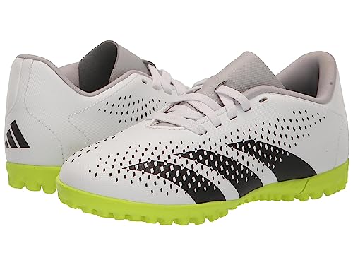 adidas Predator Accuracy.4 Turf Sneaker, White/Core Black/Lucid Lemon, 5 US Unisex Big Kid