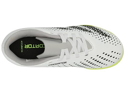 adidas Predator Accuracy.4 Turf Sneaker, White/Core Black/Lucid Lemon, 5 US Unisex Big Kid