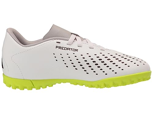 adidas Predator Accuracy.4 Turf Sneaker, White/Core Black/Lucid Lemon, 5 US Unisex Big Kid
