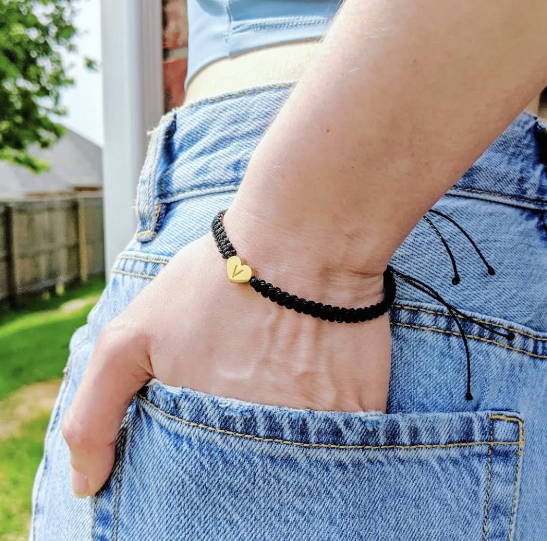 JoycuFF Heart Initial Bracelets for Women Gifts - Initial C Letters Bracelet Handmade Rope Braided