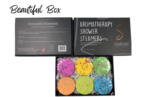 Suuruus Beauty Products Aromatherapy Shower Steamers Bombs Variety Pack of 6 pcs Essential Oil Scented Handmade Tablets- Eucalyptus, Mint, Lavender, Hami Melon, Mango and Lemon