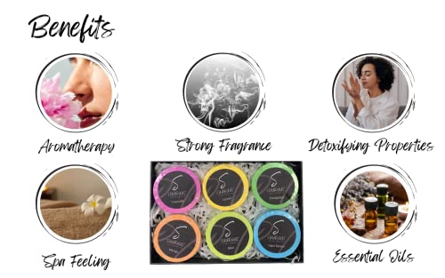 Suuruus Beauty Products Aromatherapy Shower Steamers Bombs Variety Pack of 6 pcs Essential Oil Scented Handmade Tablets- Eucalyptus, Mint, Lavender, Hami Melon, Mango and Lemon