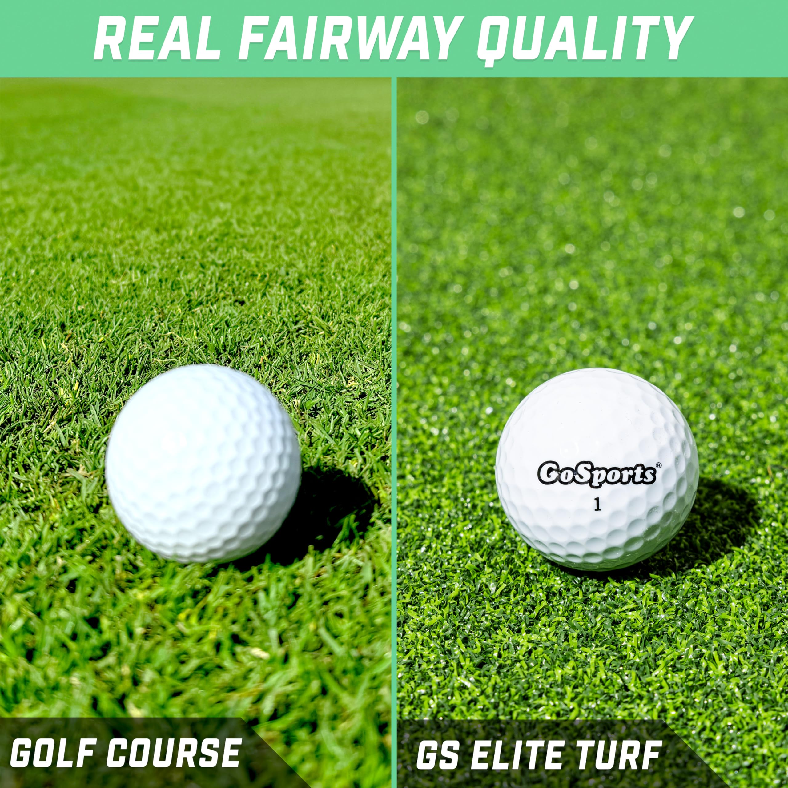 GoSports Golf Hitting Mat - ELITE 5 x 4 ft - 5 mm Artificial Turf Training Mat for Indoor/Outdoor Swing Practice, Includes 3 Rubber Tees