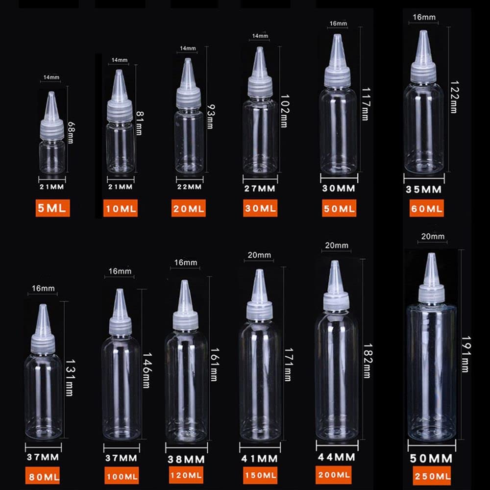 5pcs 10-250ml Refillable Bottles Squeeze Bottles Eye Dropper Bottle Liquid Dispenser Sharp-mouth Container with Twist Top Cap(30ml)