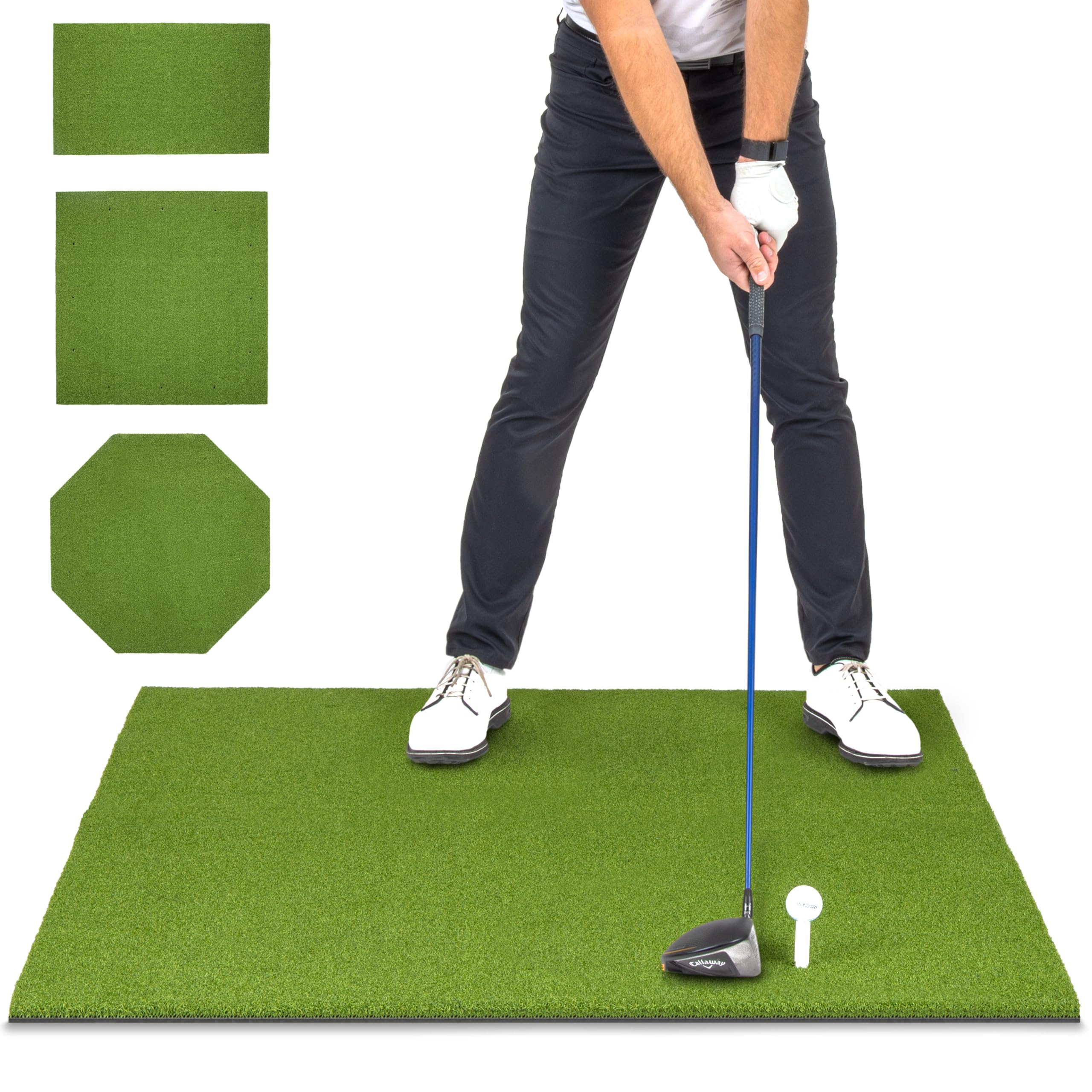GoSports Golf Hitting Mat - ELITE 5 x 4 ft - 5 mm Artificial Turf Training Mat for Indoor/Outdoor Swing Practice, Includes 3 Rubber Tees