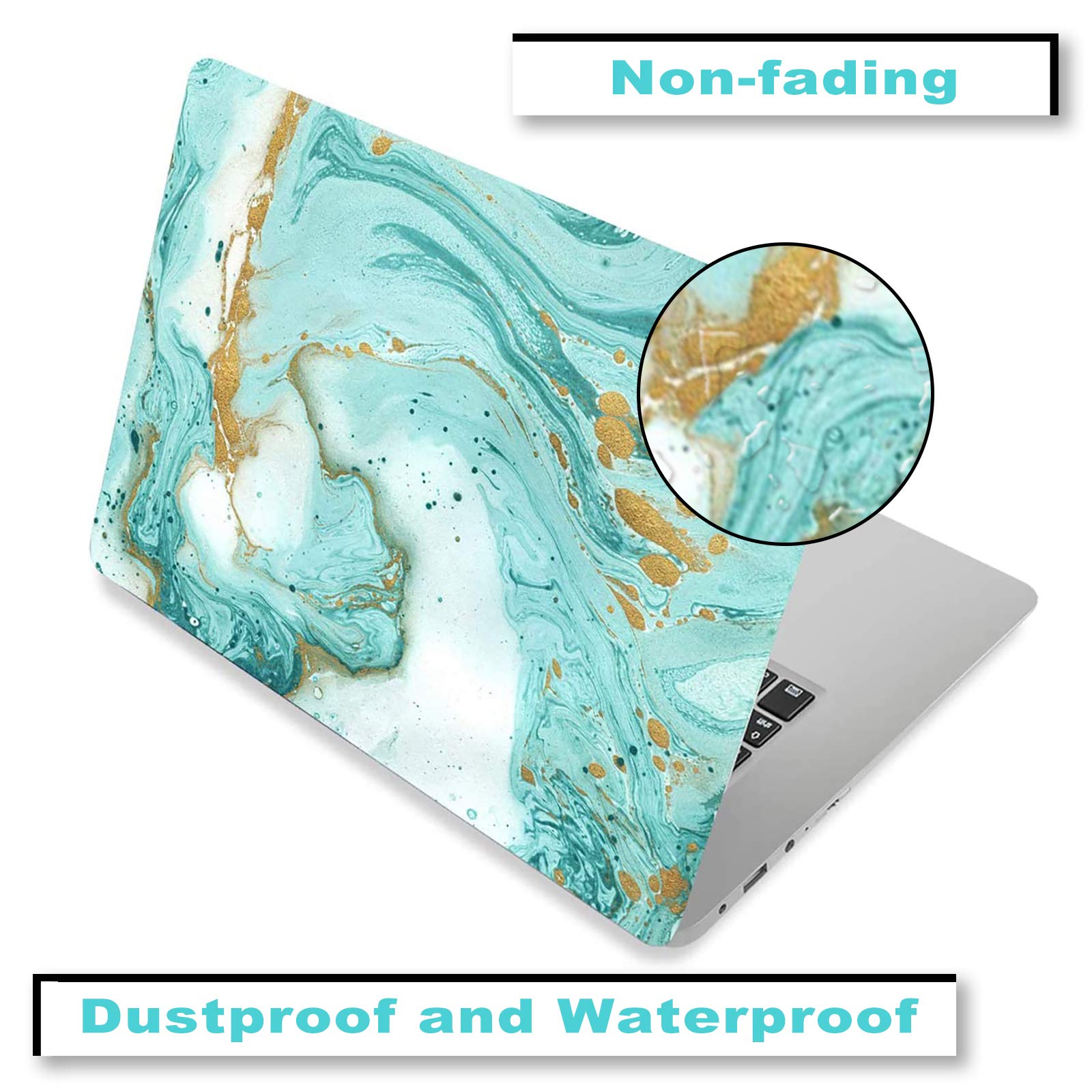 ArtSo Laptop Skin Sticker Decal 12" 13" 13.3" 14" 15" 15.4" 15.6 inch Laptop Universal Netbook PC Notebook Vinyl Reusable Skin Sticker Cover Art Decal Case Protector Personalized, Teal Turqoise Marble