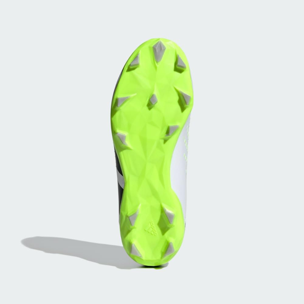 adidas Predator Accuracy.3 Firm Ground Sneaker, White/Core Black/Lucid Lemon, 12 US Unisex Little Kid