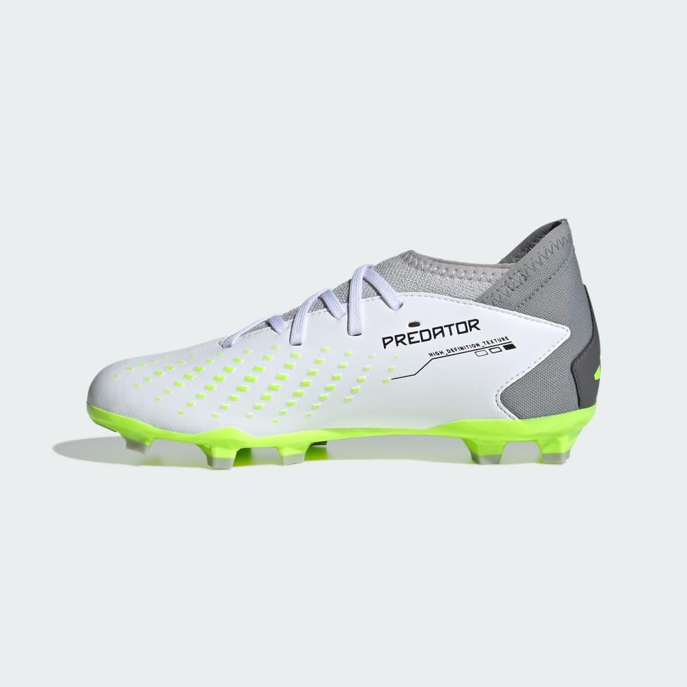 adidas Predator Accuracy.3 Firm Ground Sneaker, White/Core Black/Lucid Lemon, 12 US Unisex Little Kid