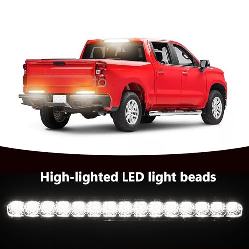 Sodcay 2 PCS Car High Brake Tail Light Strip, 15LED 12V-24V High-bright Trailer Tail Light Waterproof Assembly, Turn Tail Light, Universal Lighting Accessories for Cars (White)