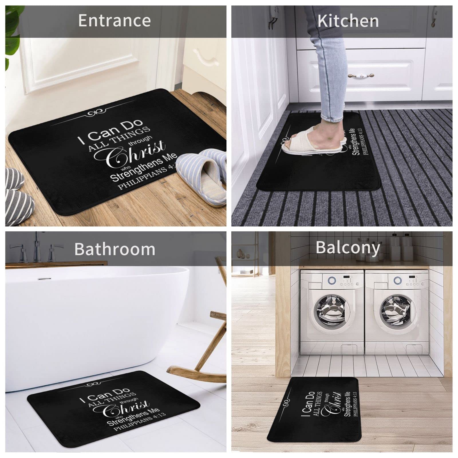 Door Mat Front Philippians 4 13 Anti-Skid Absorbent Front and Rear Door Mats 16x24 inche