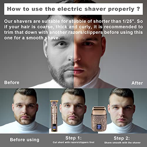 Ufree Gifts for him T Liner Trimmer & Electric Razor for Men Zero Gapped Beard Trimmer, Barber Liners Clipper Bald Shavers with 4 Guards & 2 Foil Heads