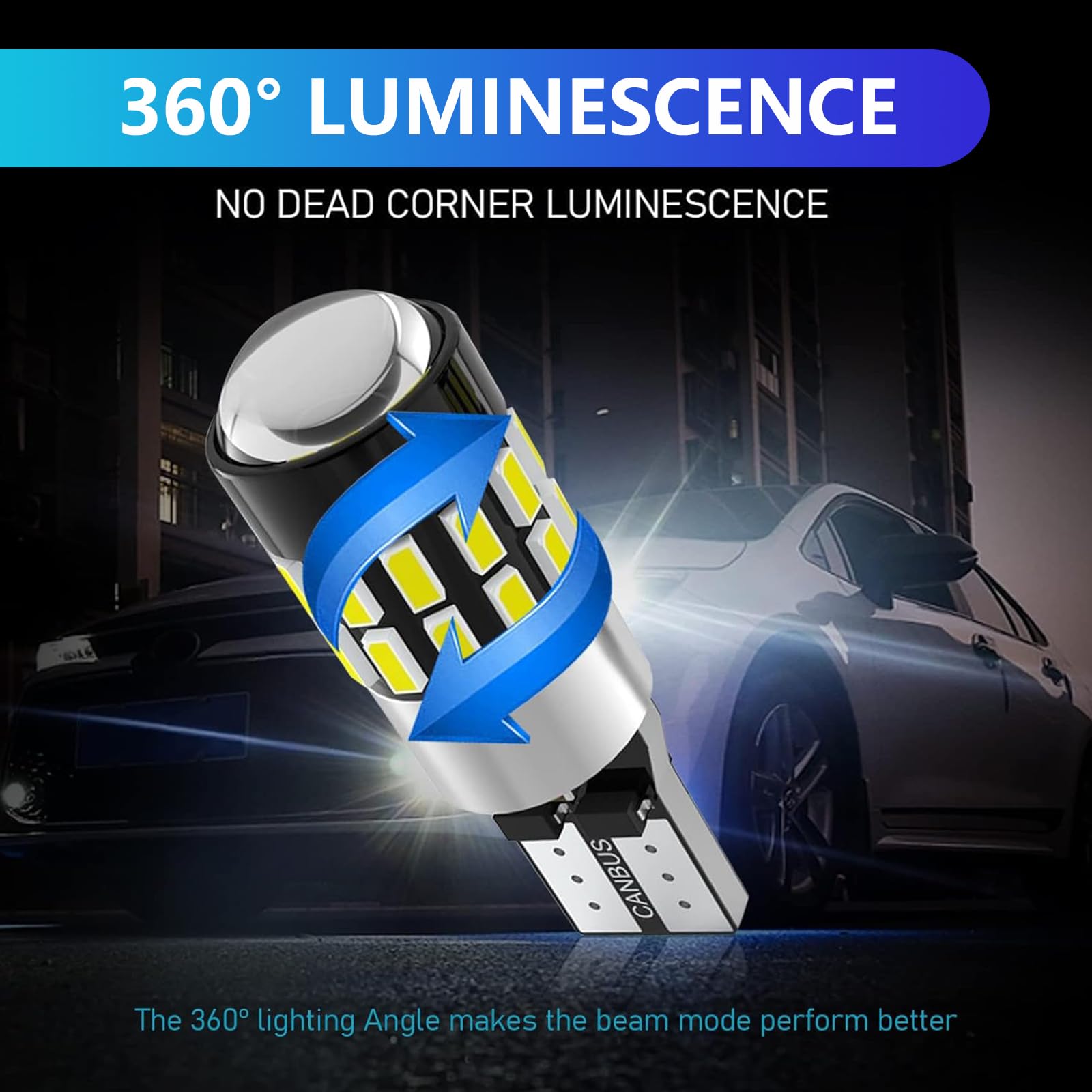 Slykew Pack-2 Car Super Bright LED Bulb, 3014-30SMD Non-polarity License Plate Light, Backup Reverse Lights, for Most Cars SUVs and Trucks 360 Degrees Aluminum Plug-and-play Bulb (White Light)