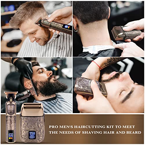 Ufree Gifts for him T Liner Trimmer & Electric Razor for Men Zero Gapped Beard Trimmer, Barber Liners Clipper Bald Shavers with 4 Guards & 2 Foil Heads
