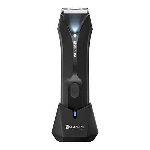 Body Hair Trimmer for Men, Pubic Hair Trimmer with Led Light, Waterproof Ball Trimmer for Men Body Groomer, Electric Groin Hair Trimmer Body Shaver for Men with 3 Replaceable Guard Comb,Charging Dock
