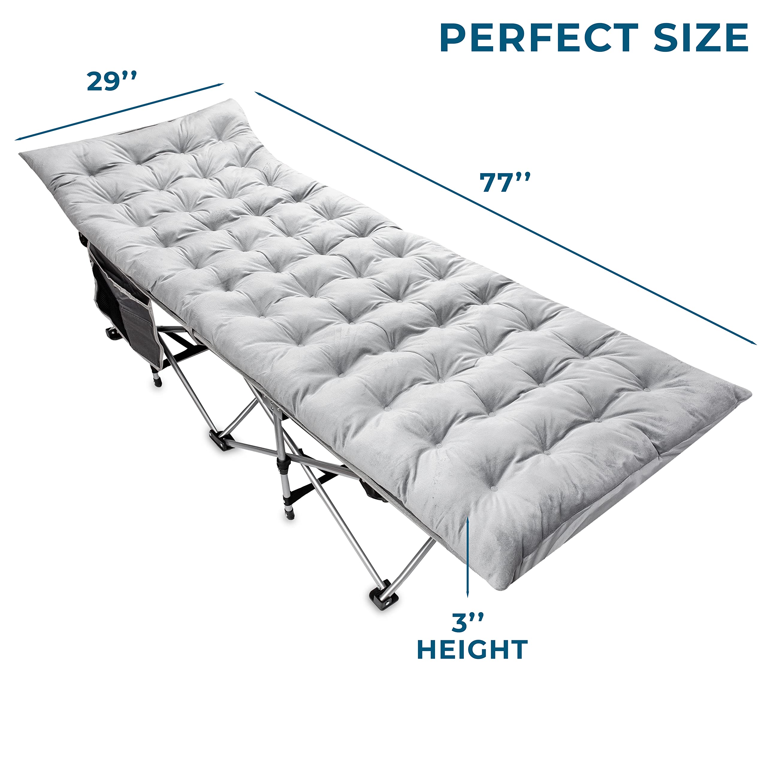 Zento Camping Cot Mattress Foam Pad for Adults β Thick Soft Ultra Comfort Sleeping Pad for Traveling Hiking Outdoor or Indoor Use β Lightweight Easy to Carry Foldable Waterproof Adult Cot Mattress