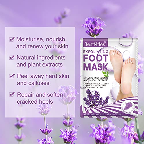WEIDA SIGN Foot Peel Mask 3 Pack,For Cracked Heels, Dead Skin & Calluses - Exfoliator Remove Repair Rough Heels,Make Your Feet Baby Soft & Get a Smooth Skin (Lavender)
